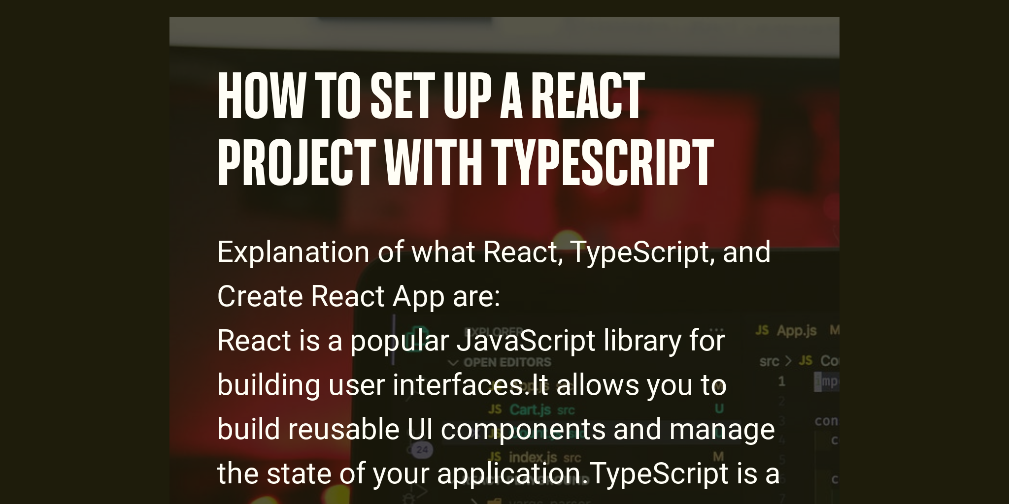 How To Set Up A React Project With Typescript Briefly