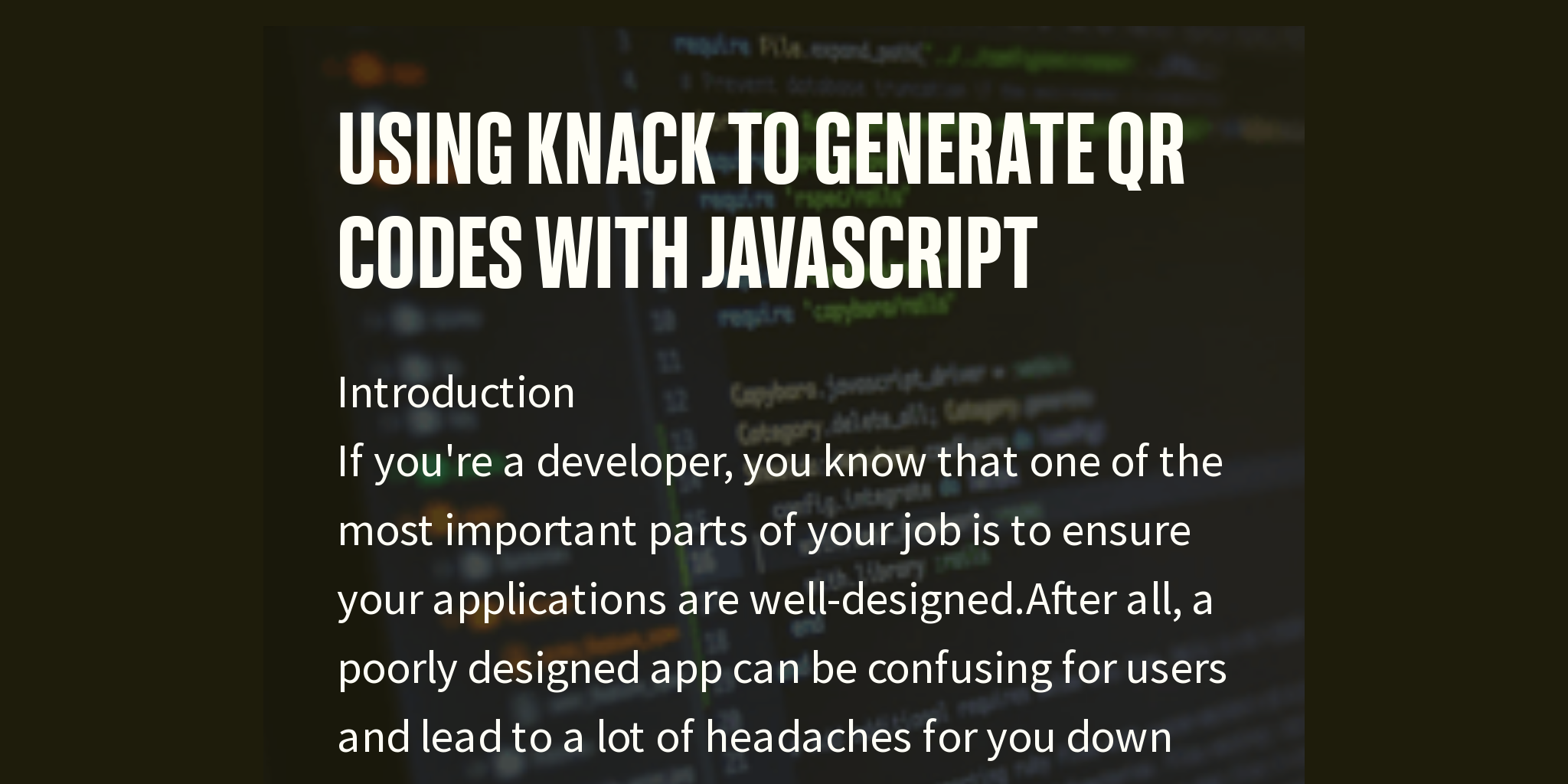 Using Knack To Generate Qr Codes With Javascript Briefly