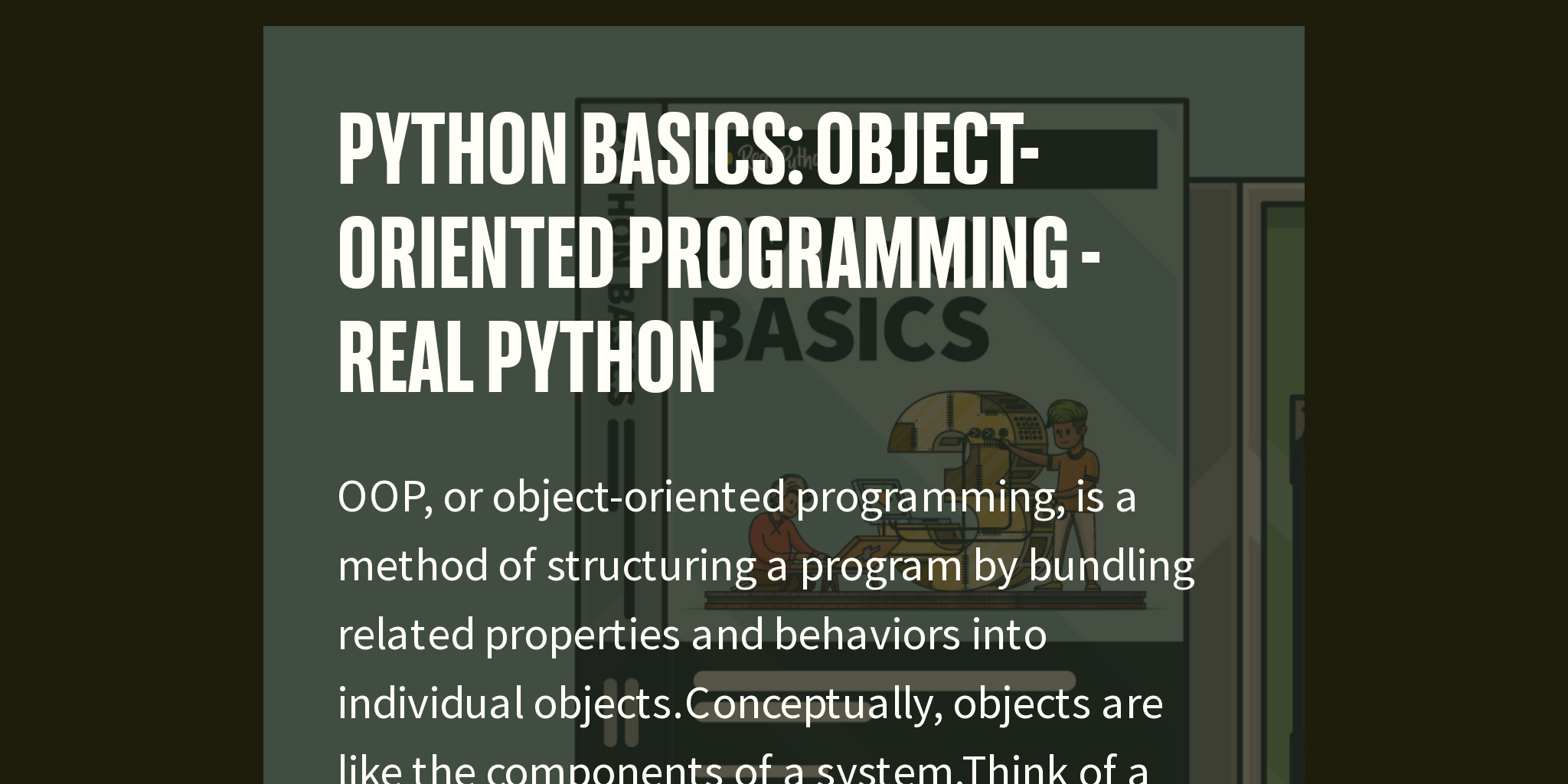 Python Basics Object Oriented Programming Real Python Briefly
