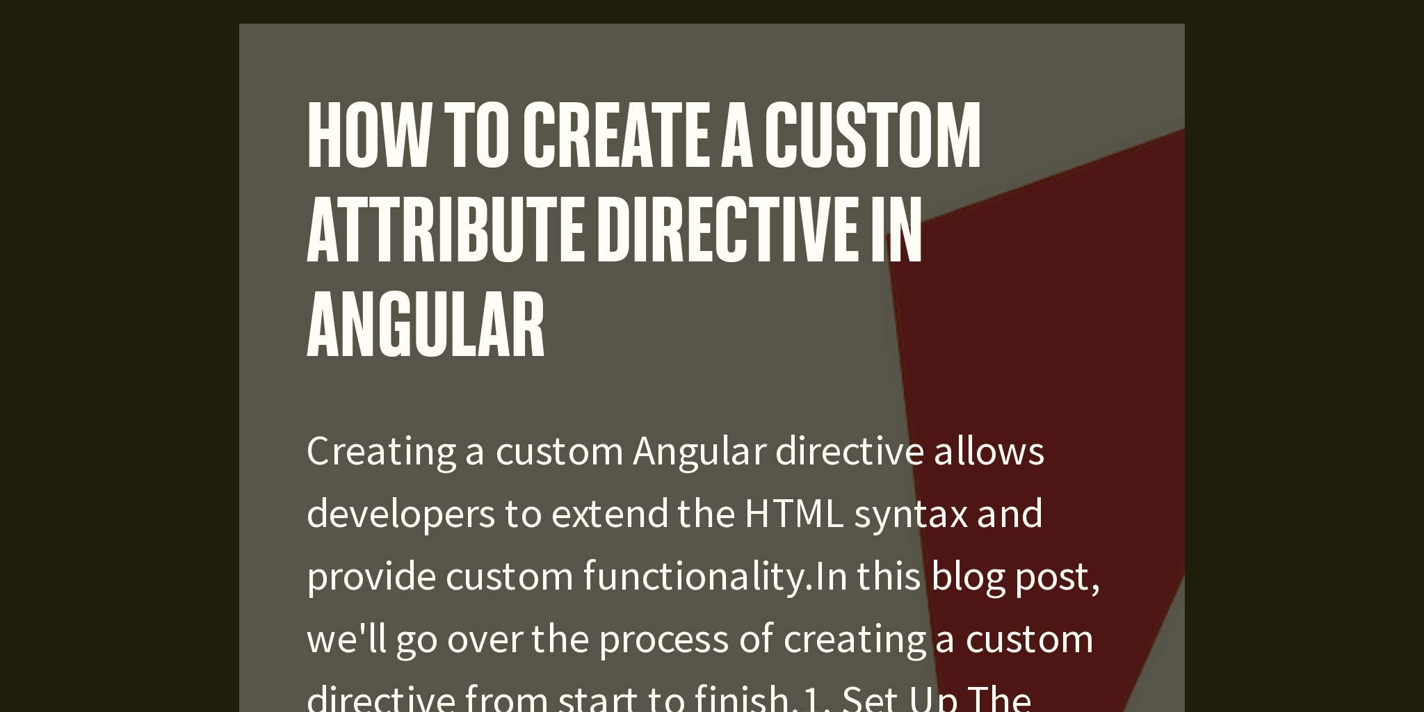 How To Create A Custom Attribute Directive In Angular Briefly