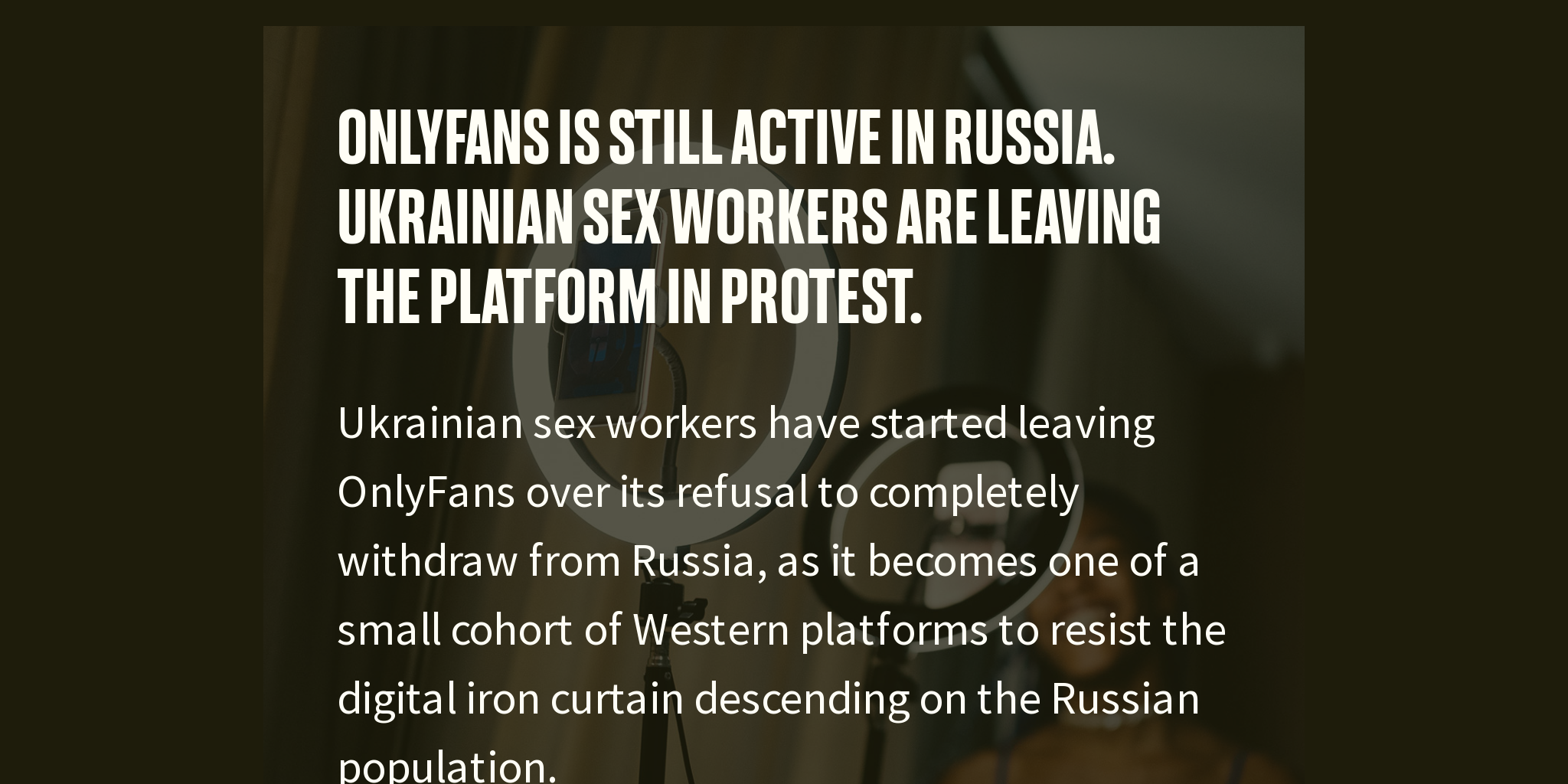 Onlyfans Is Still Active In Russia Ukrainian Sex Workers Are Leaving